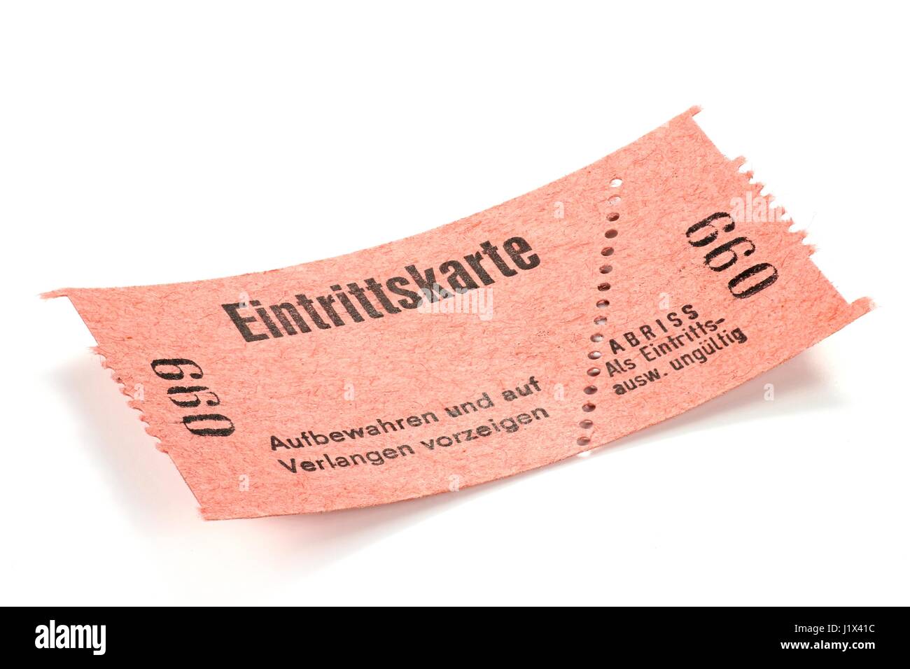 German admission ticket isolated on white background Stock Photo - Alamy