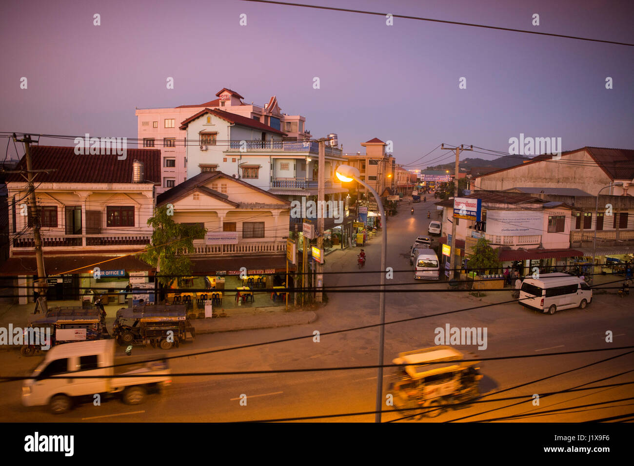 A road of the town of Phonsavan in the province Xieng Khuang in north ...