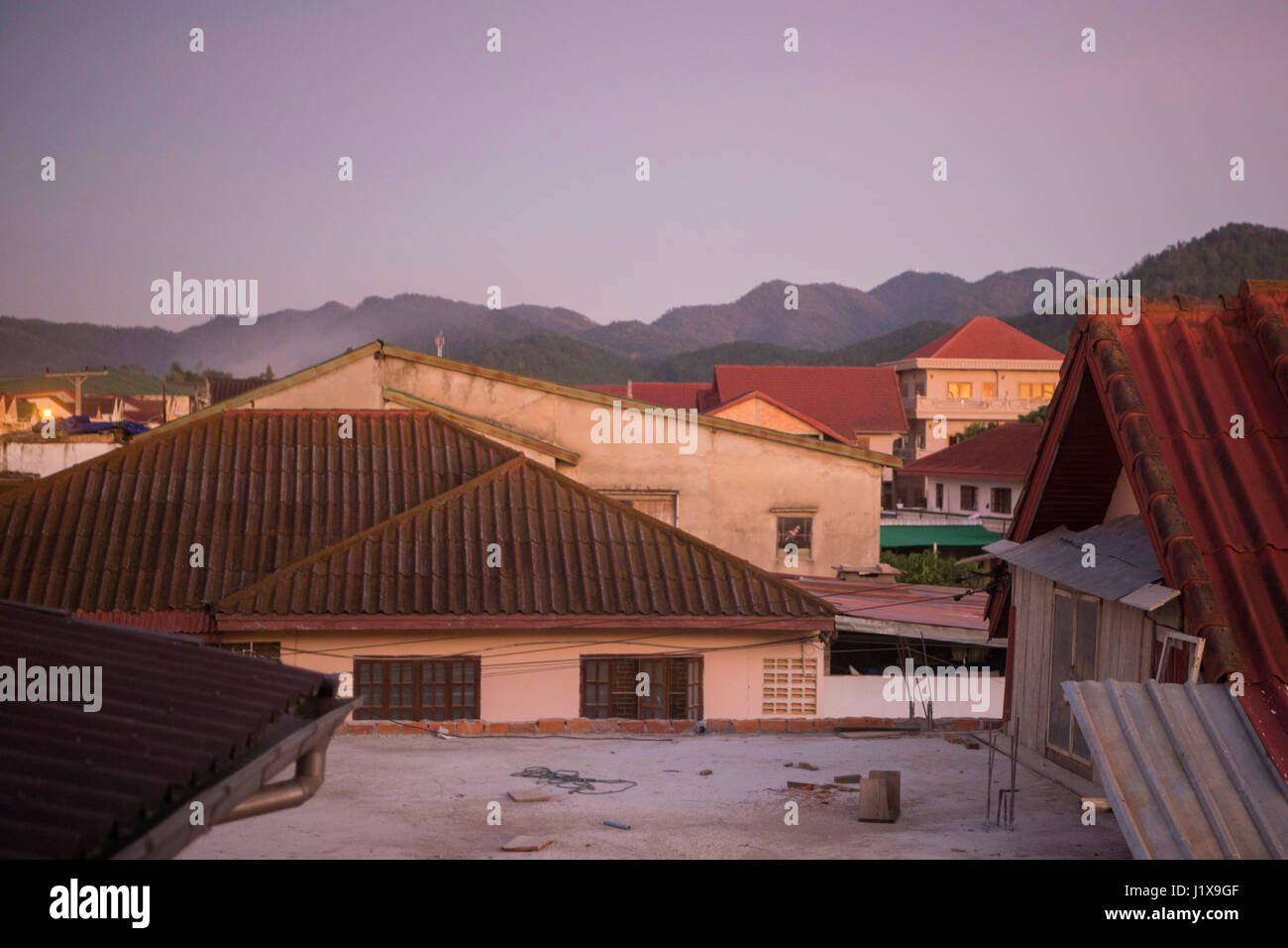 A road of the town of Phonsavan in the province Xieng Khuang in north ...