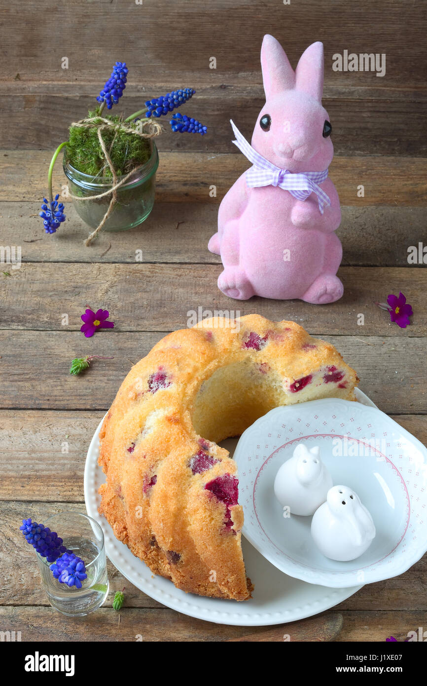 Cherry sponge cake for Easter Stock Photo - Alamy