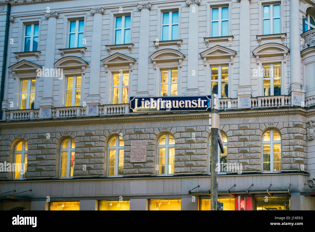 Munich, Bavaria, Germany- March 29, 2017. Typical street sign at the ...