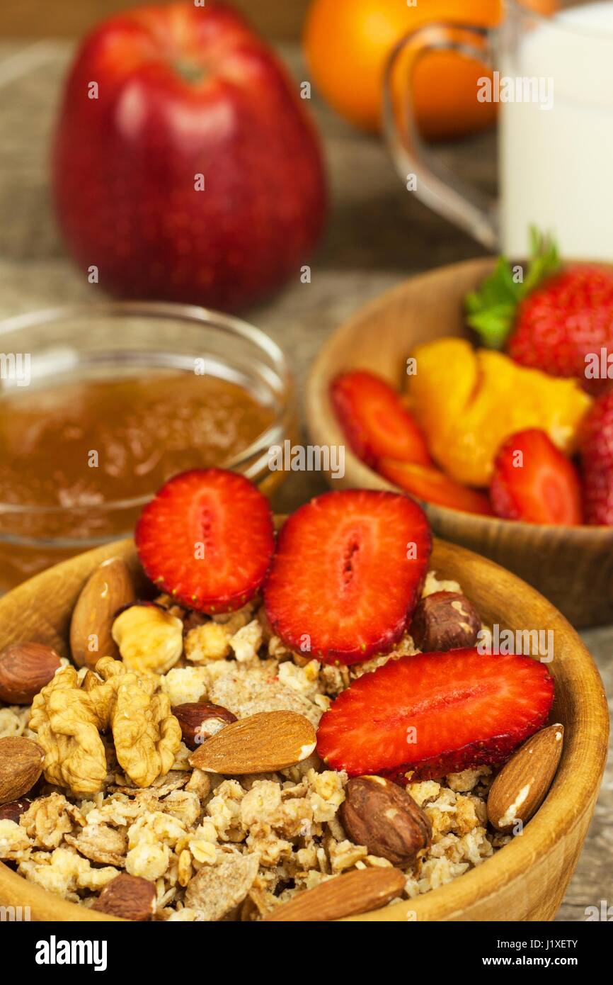 Oatmeal with strawberries. The concept of healthy eating. An exquisite ...