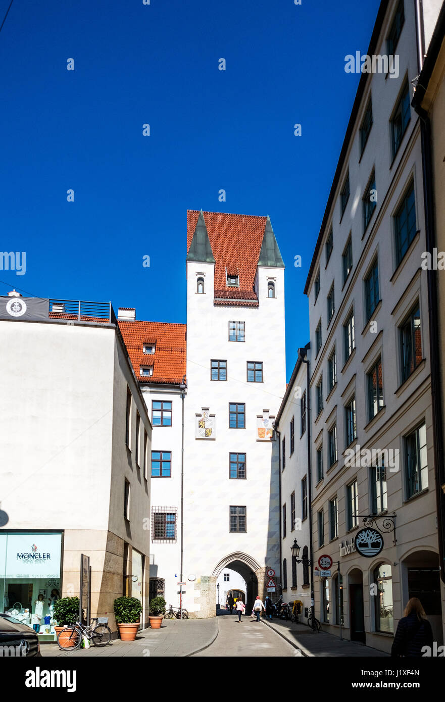 Munich, Bavaria, Germany.- March 28, 2016. Historic castle Alter Hof ...