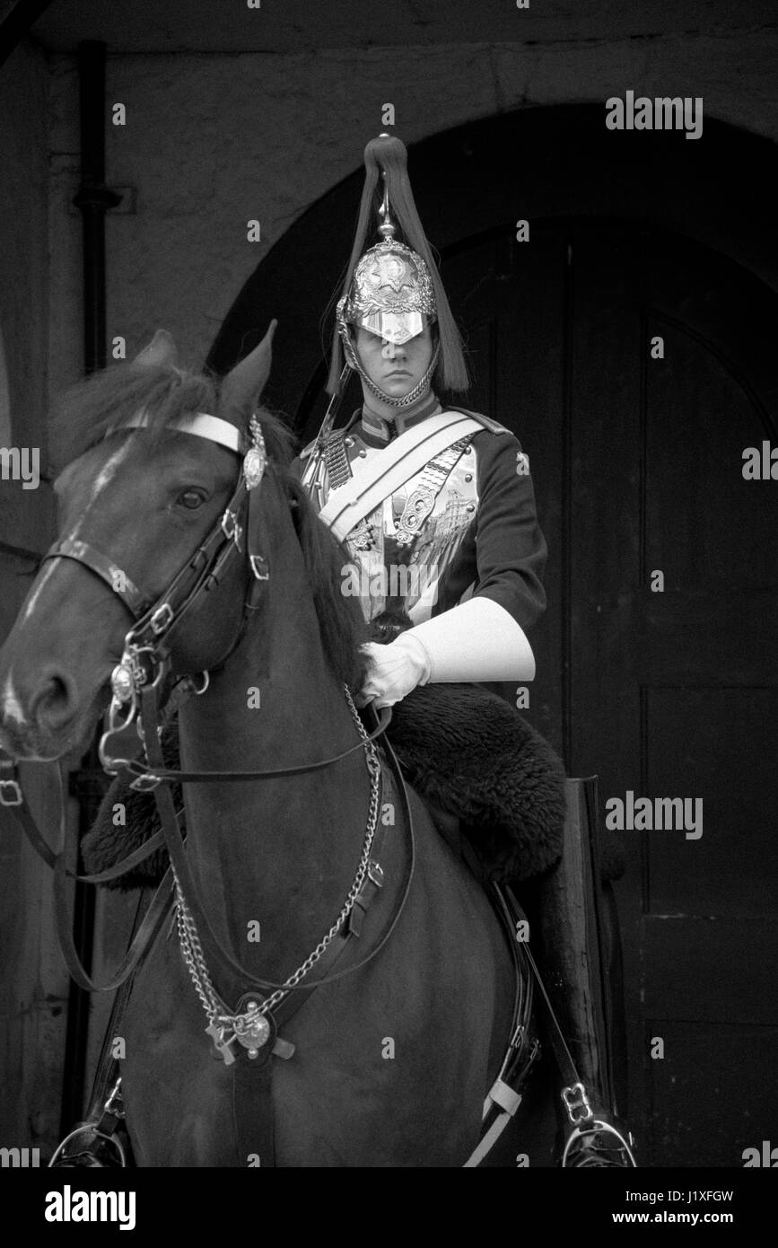 Household cavalry on horse guards parade Black and White Stock Photos ...