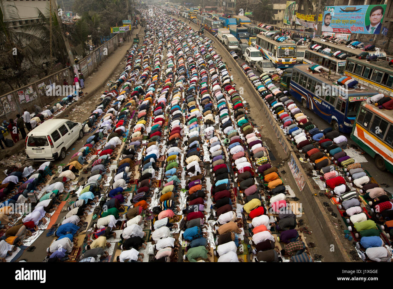 Devotees offer Jumma prayers on the first day of Bishwa Ijtema, the ...