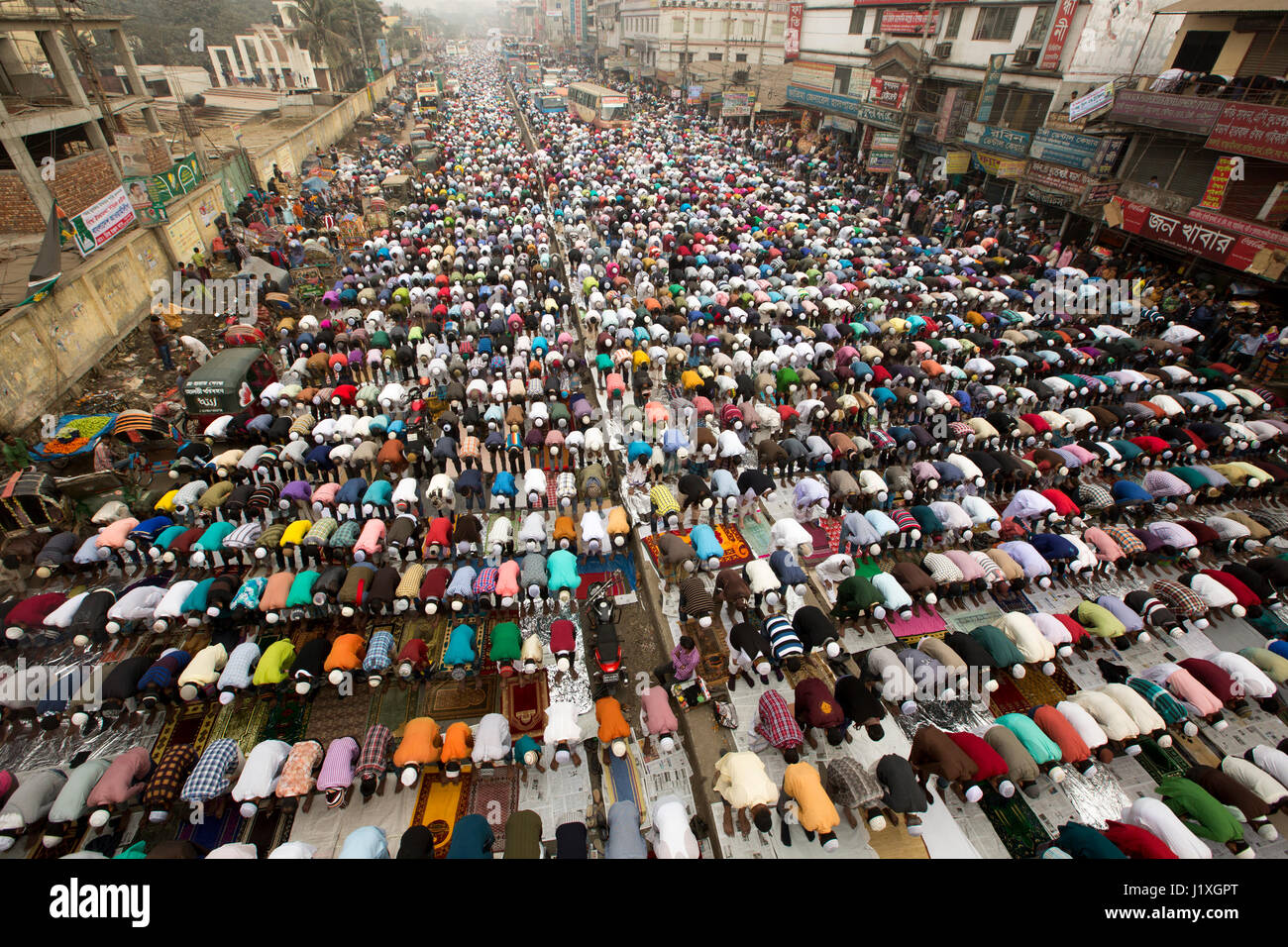 Devotees offer Jumma prayers on the first day of Bishwa Ijtema, the ...