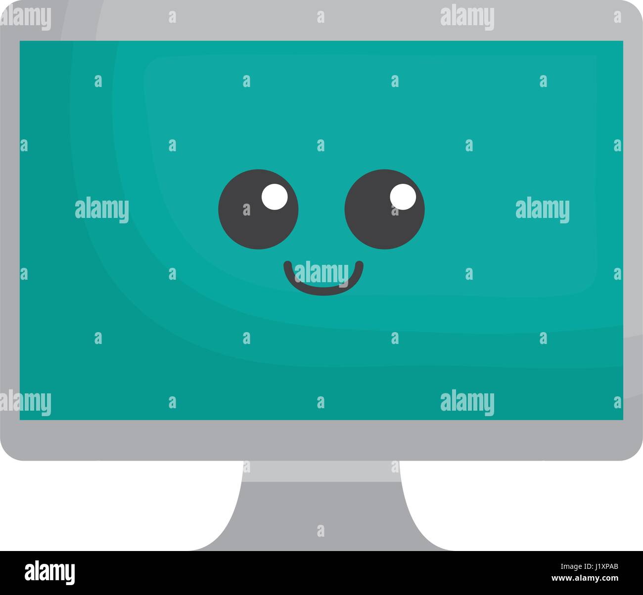 Computer kawaii cartoon happy cute Stock Vector Images - Alamy