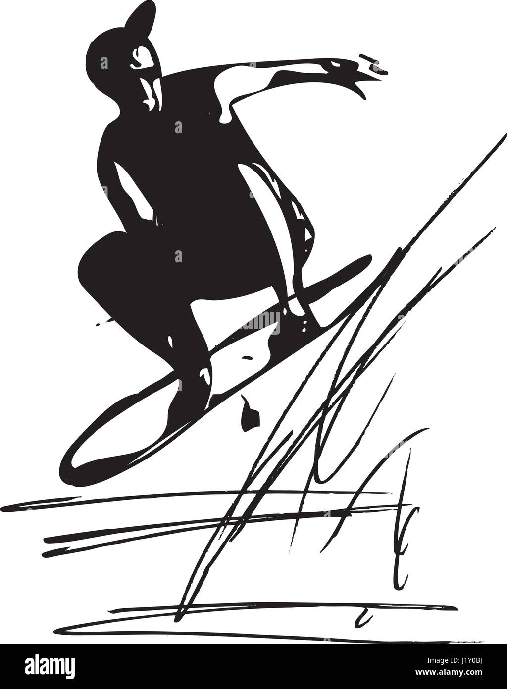 Sketch of Sandboarding colorful abstract illustration Stock Vector ...