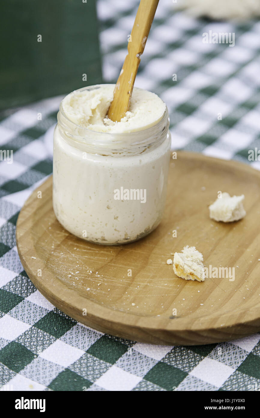 Cheese spread, detail of a soft cheese, healthy food, cow's milk Stock ...