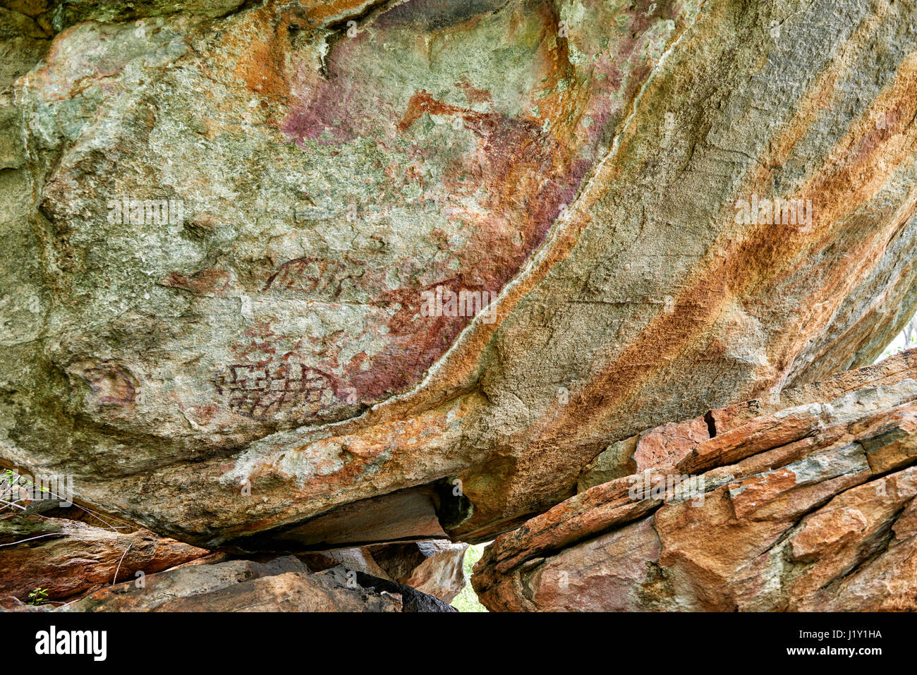 Rock art, ancient San paintings, Tsodilo Hills, Botswana, Africa Stock ...