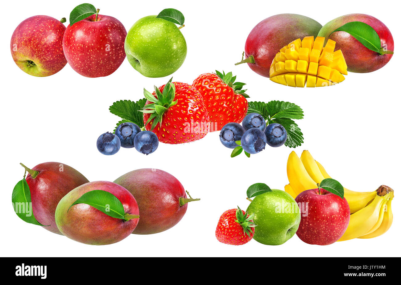 Collection of fruits isolated on white background Stock Photo - Alamy