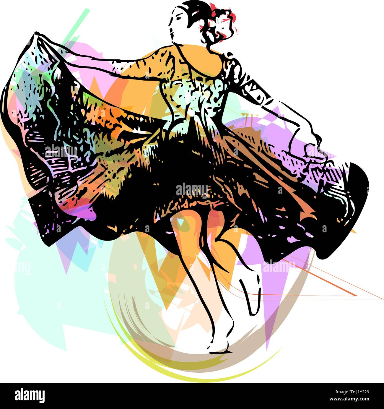 Illustration of woman dancing marinera. Peruvian dancing Stock Vector ...