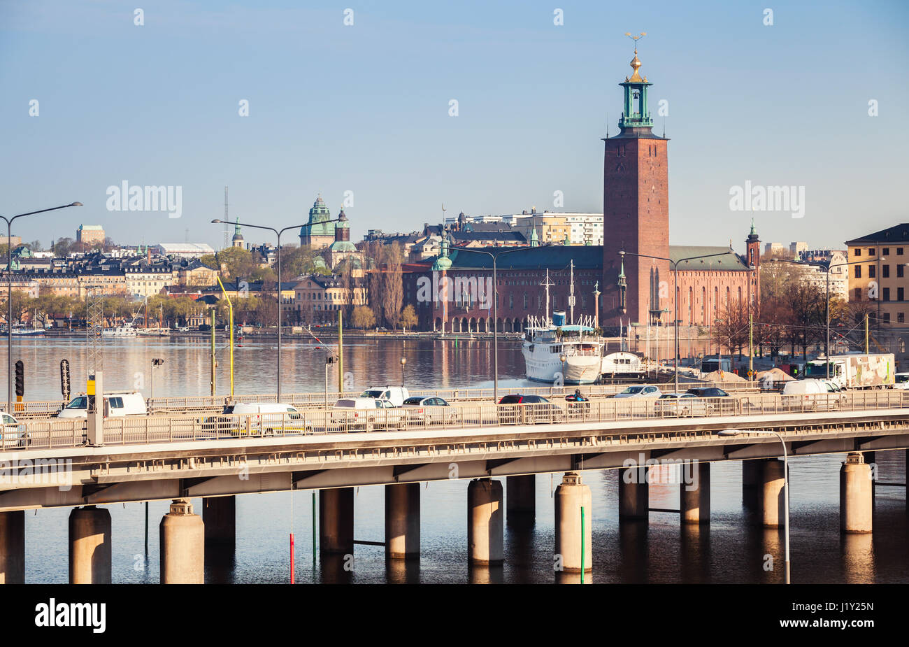 Cityscape of Stockholm with cars on the bridge Stock Photo - Alamy