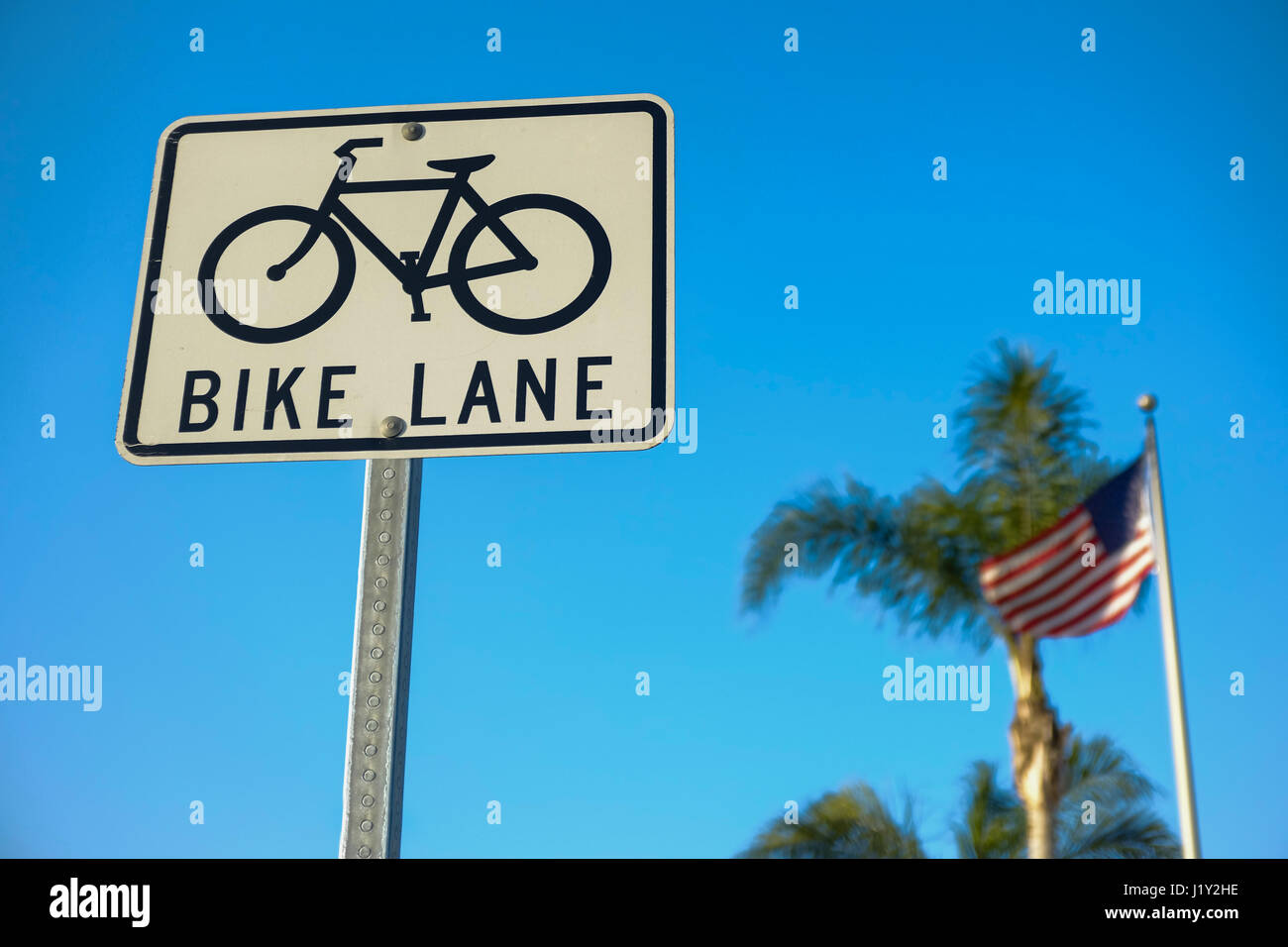 Bike Lane Sign Stock Photo - Alamy