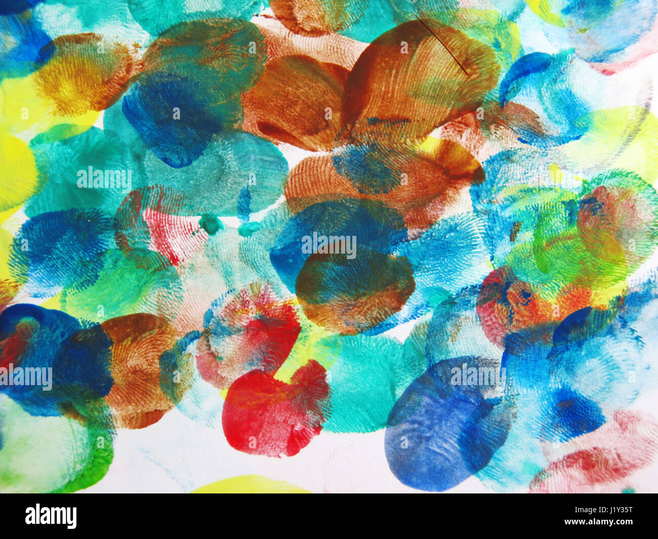 Colorful Abstract fingerprint painted background with watercolor Stock ...