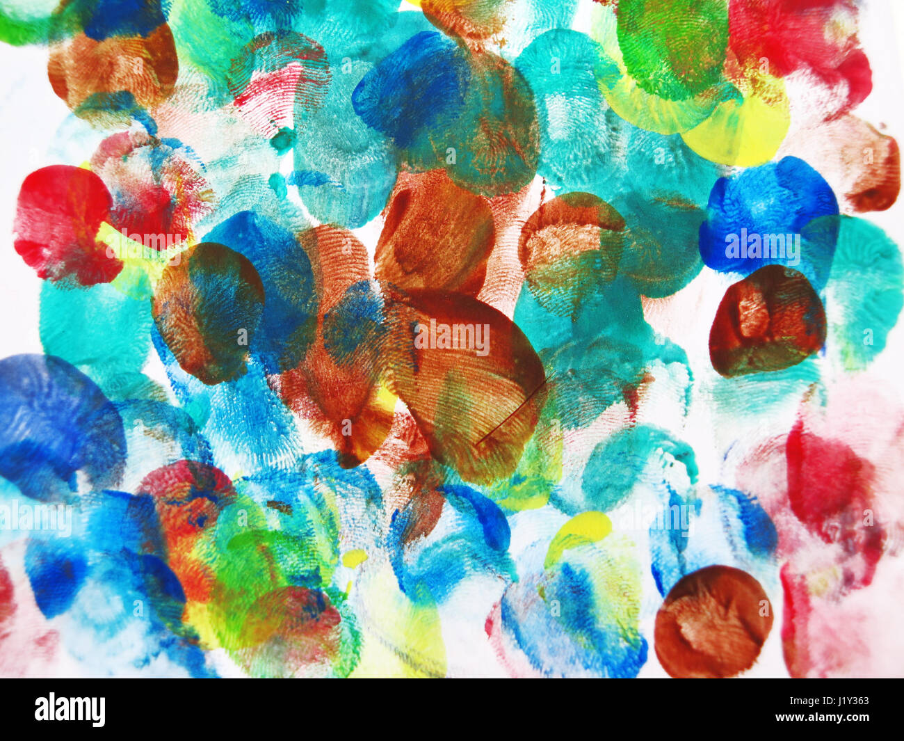 Colorful Abstract fingerprint painted background with watercolor Stock ...