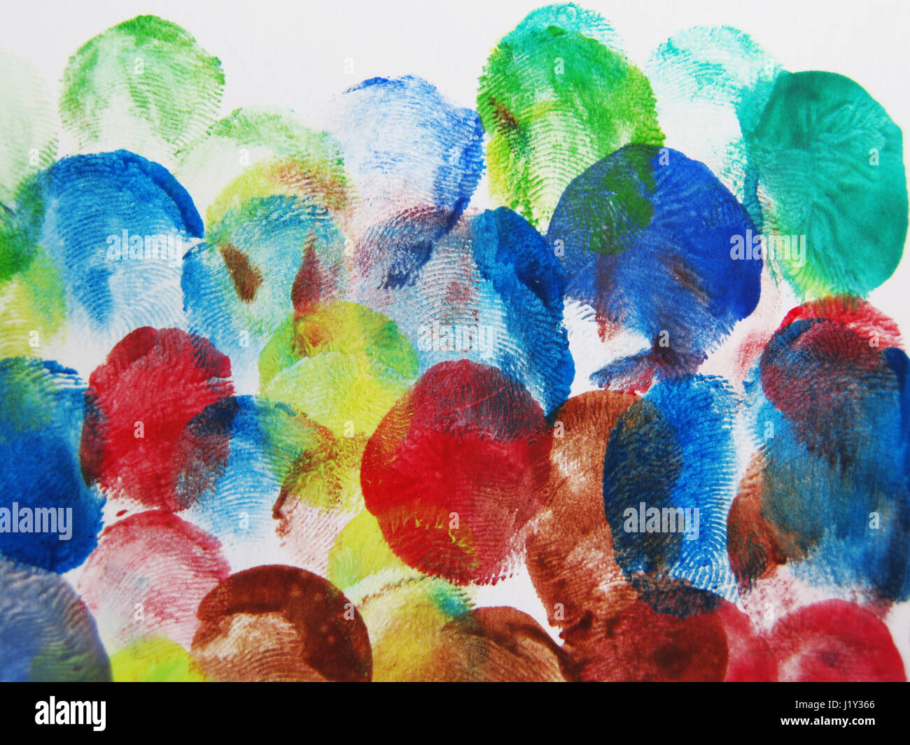 Colorful Abstract fingerprint painted background with watercolor Stock ...