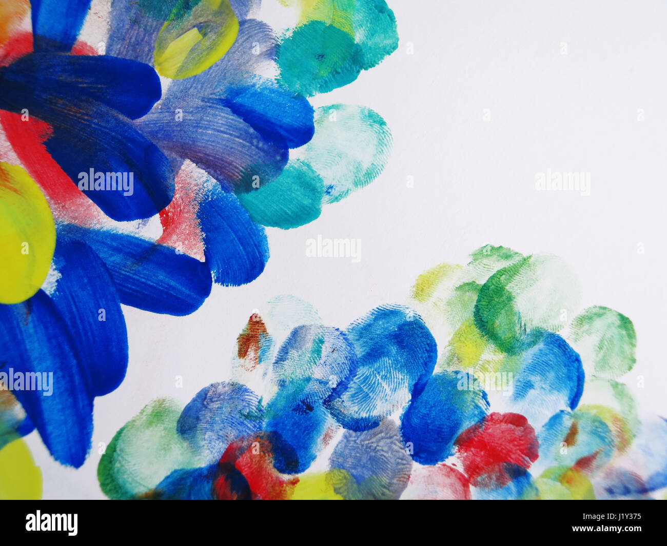 Colorful Abstract fingerprint painted background with watercolor Stock ...