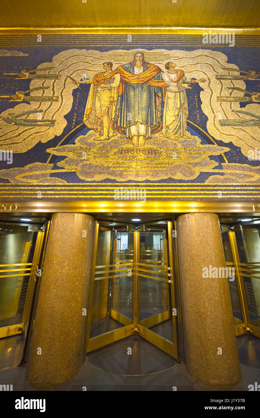 Rockefeller Center entrance with mosaic mural Stock Photo - Alamy