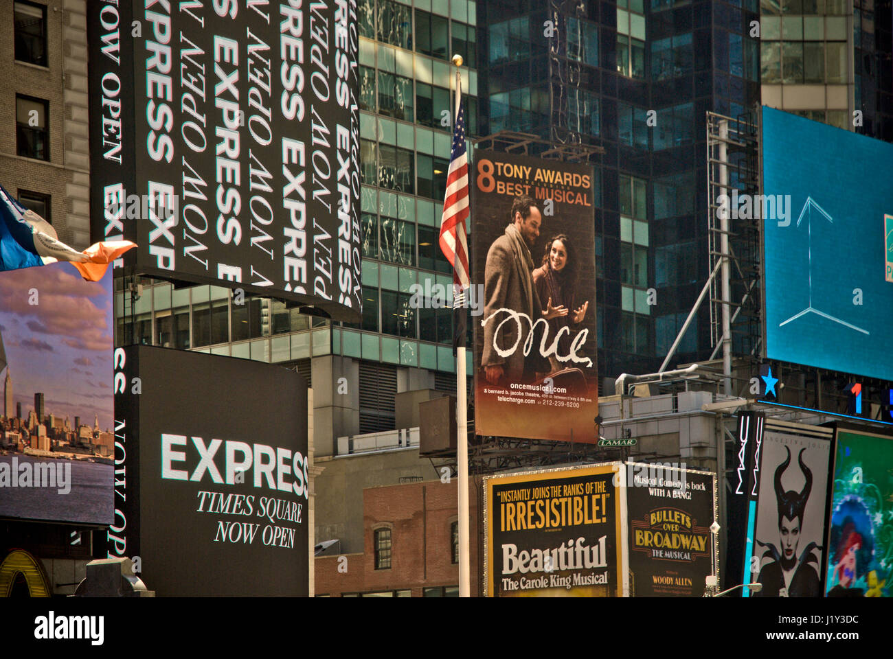 Advertising screens and billboards on Times Square, New York Stock ...