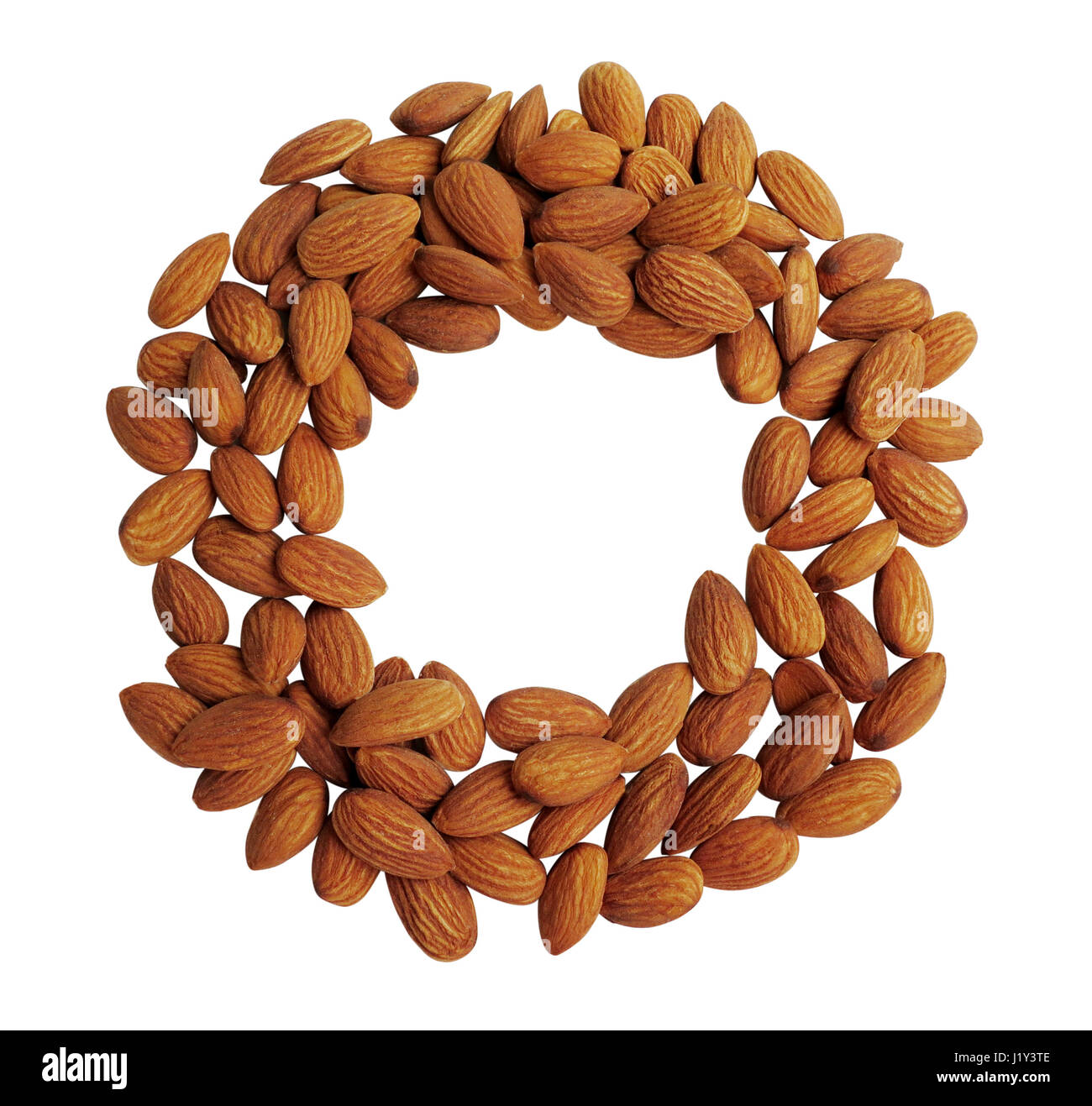 Peeled almonds closeup circle shape background Stock Photo - Alamy
