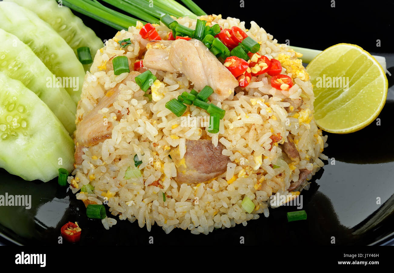 Close up fried rice with pork background texture Stock Photo - Alamy