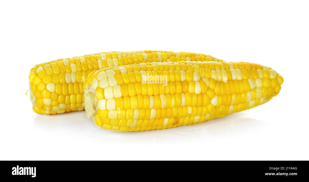 Boiled corn isolated on the white background Stock Photo - Alamy