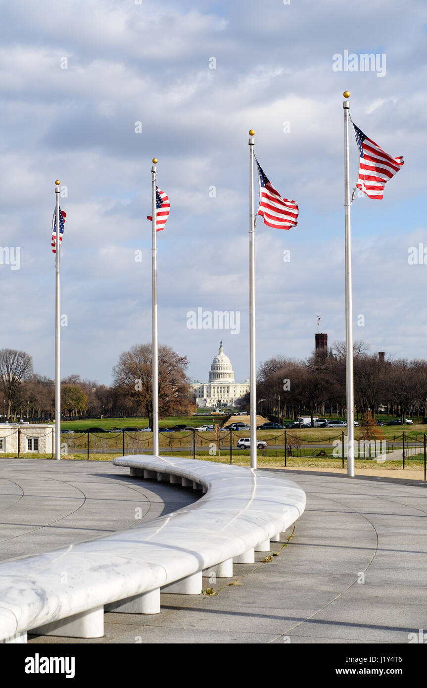 American flags flying, National Mall, Washington DC, USA Stock Photo ...