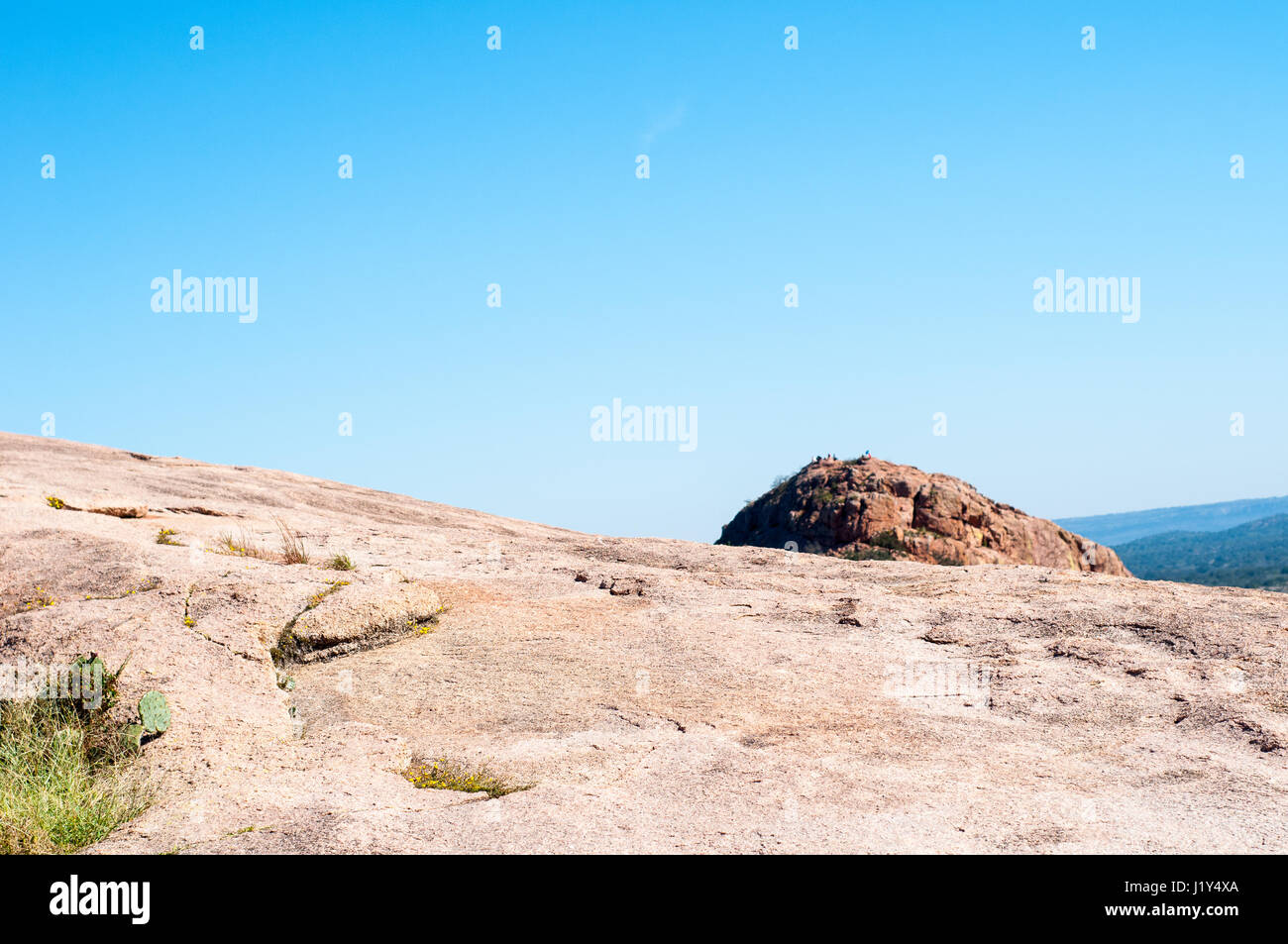 Red granite of Enchanted Rock near the Edwards Plateau in the Texas ...