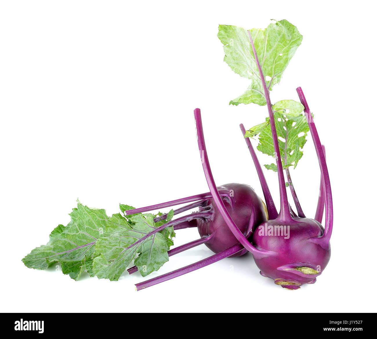 Purple kohlrabi isolated on the white background Stock Photo - Alamy