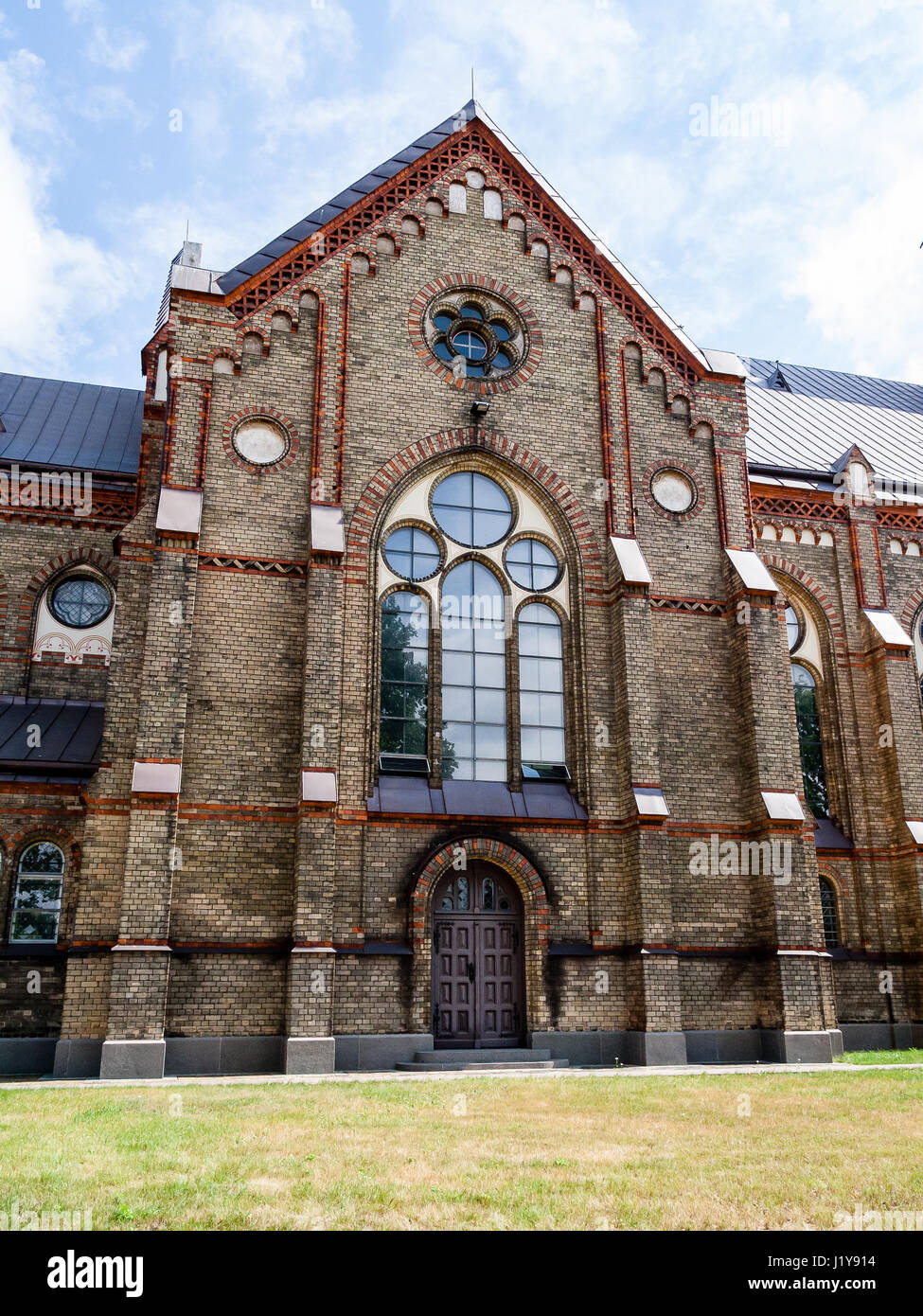 old church building details. gothic architecture and rock fundament ...