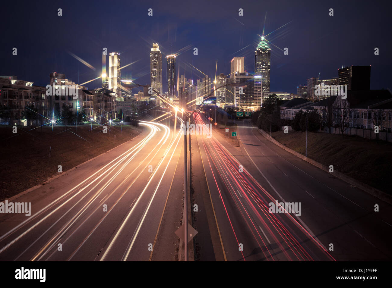 Atlanta city night skyline, Georgia, USA Stock Photo - Alamy