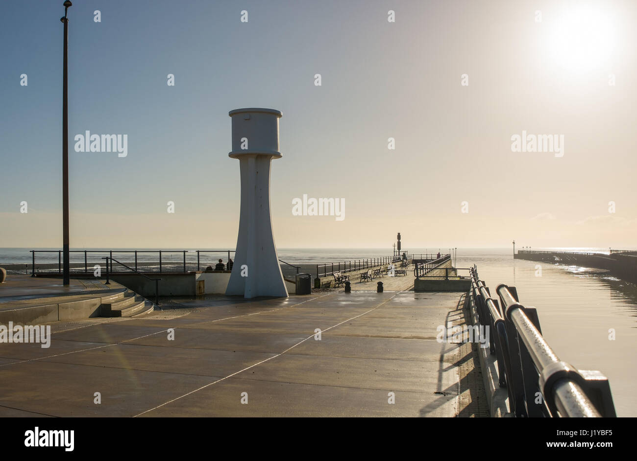 The pier at the entrance to Littlehampton harbour in West Sussex ...