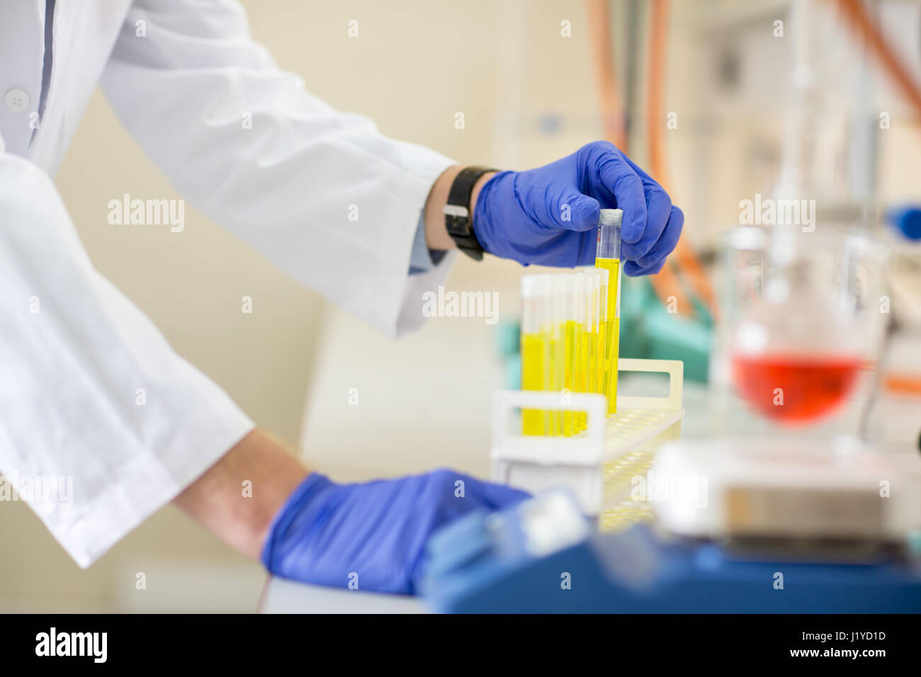 Male scientist placing test tube hi-res stock photography and images ...