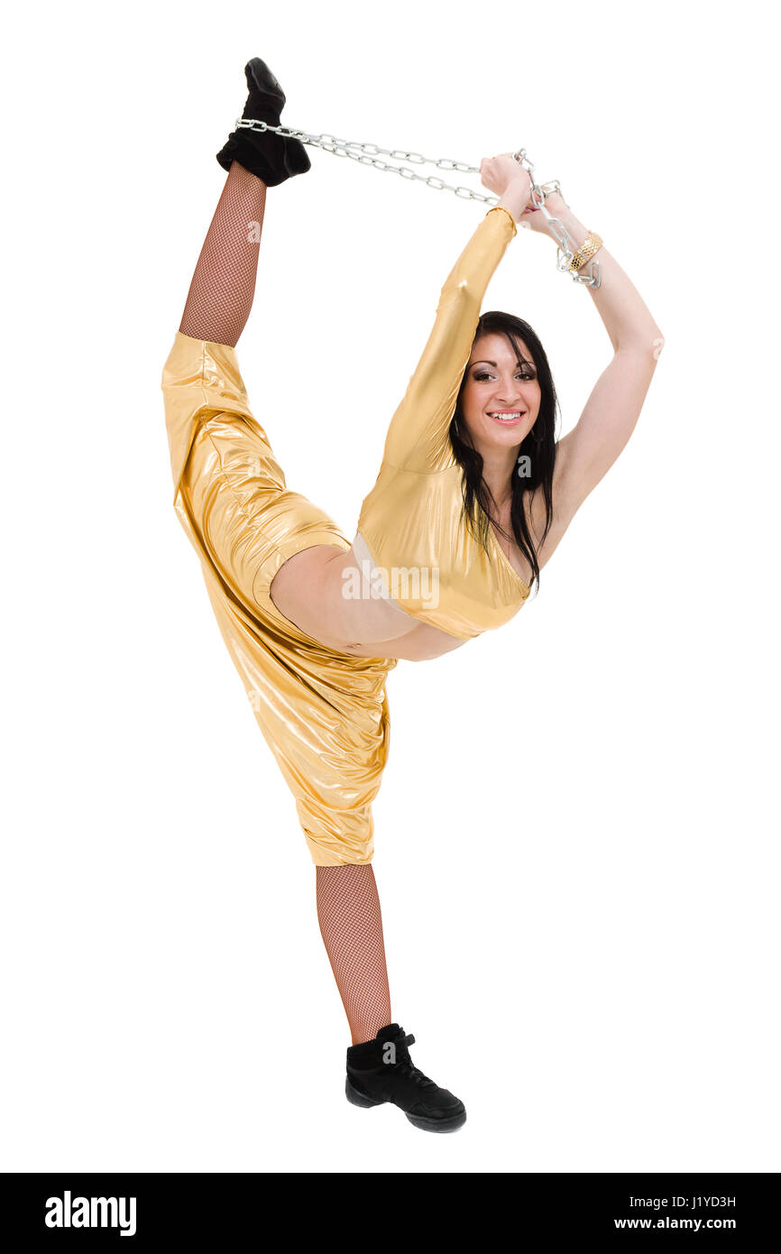 Disco dancer showing some movements against isolated white Stock Photo ...