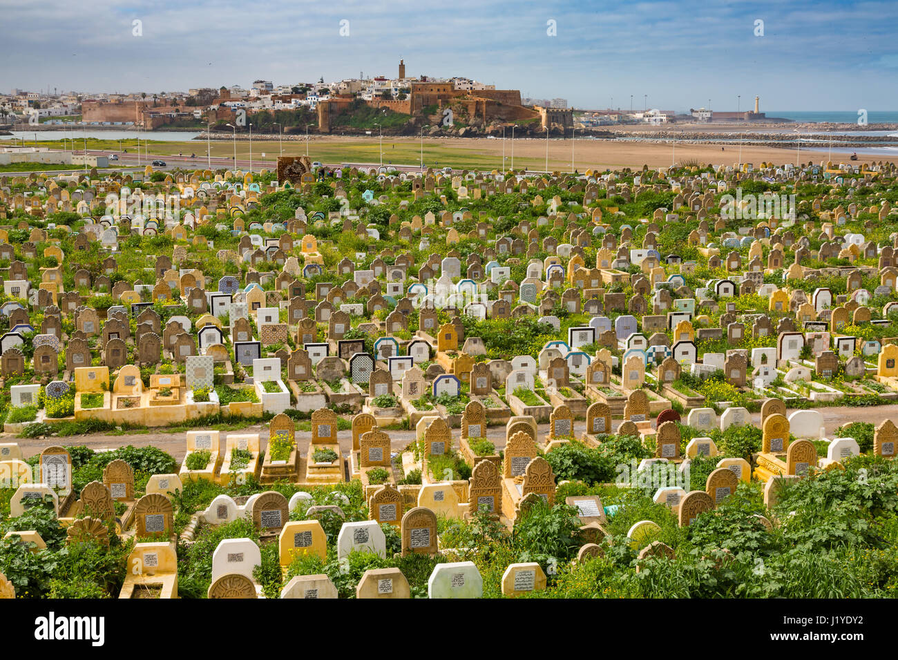 Sale, Morocco - March 06, 2017: Arab cemetery on the edge of Sale. In ...