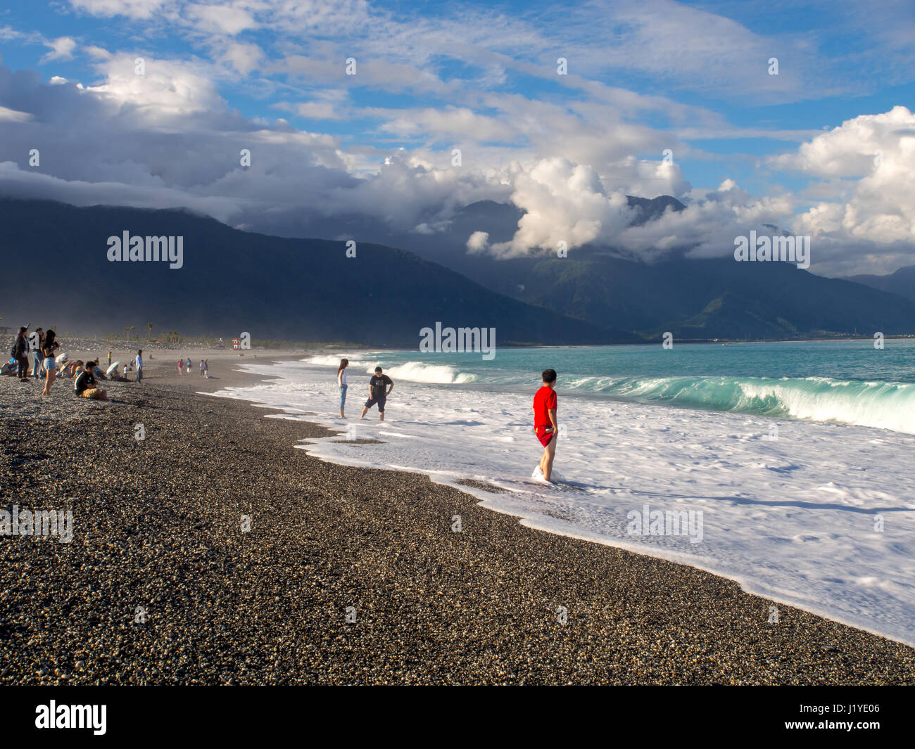 Hualien, Taiwan - October 16, 2016: Beautiful stony beach, Chishintan ...