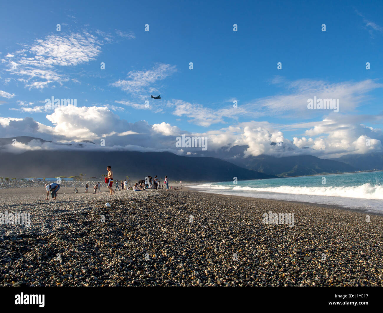 Hualien, Taiwan - October 16, 2016: Beautiful stony beach, Chishintan ...