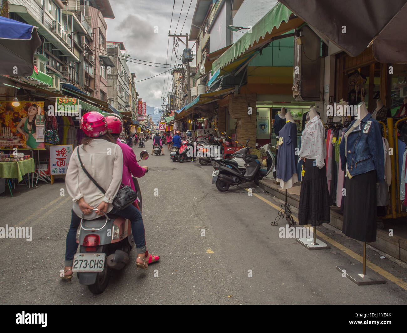 Luodong, Taiwan - October 18, 2016: Typical local bazaar in Taiwan with ...