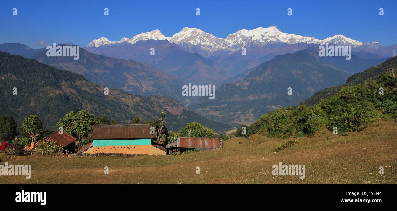 Beautiful autumn day in the Annapurna Conservation Area, Nepal. Rural ...