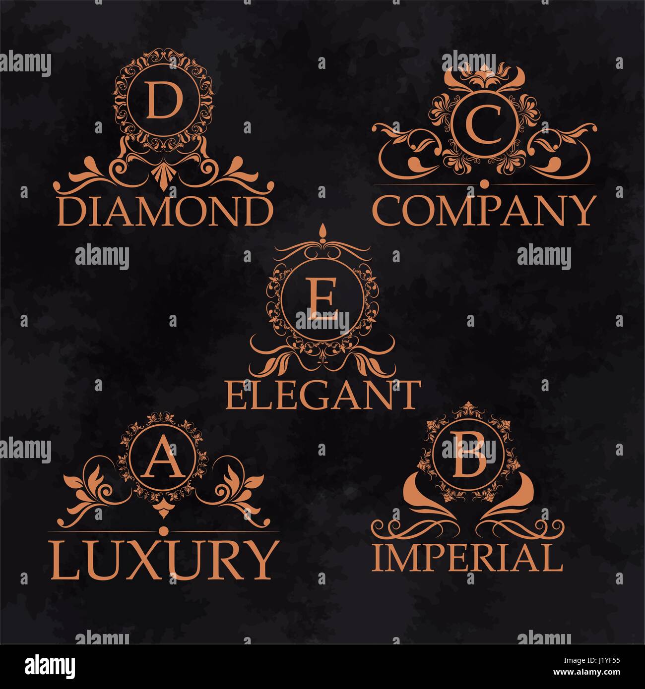 luxury emblem monogram elegant golden calligraphic collection Stock ...