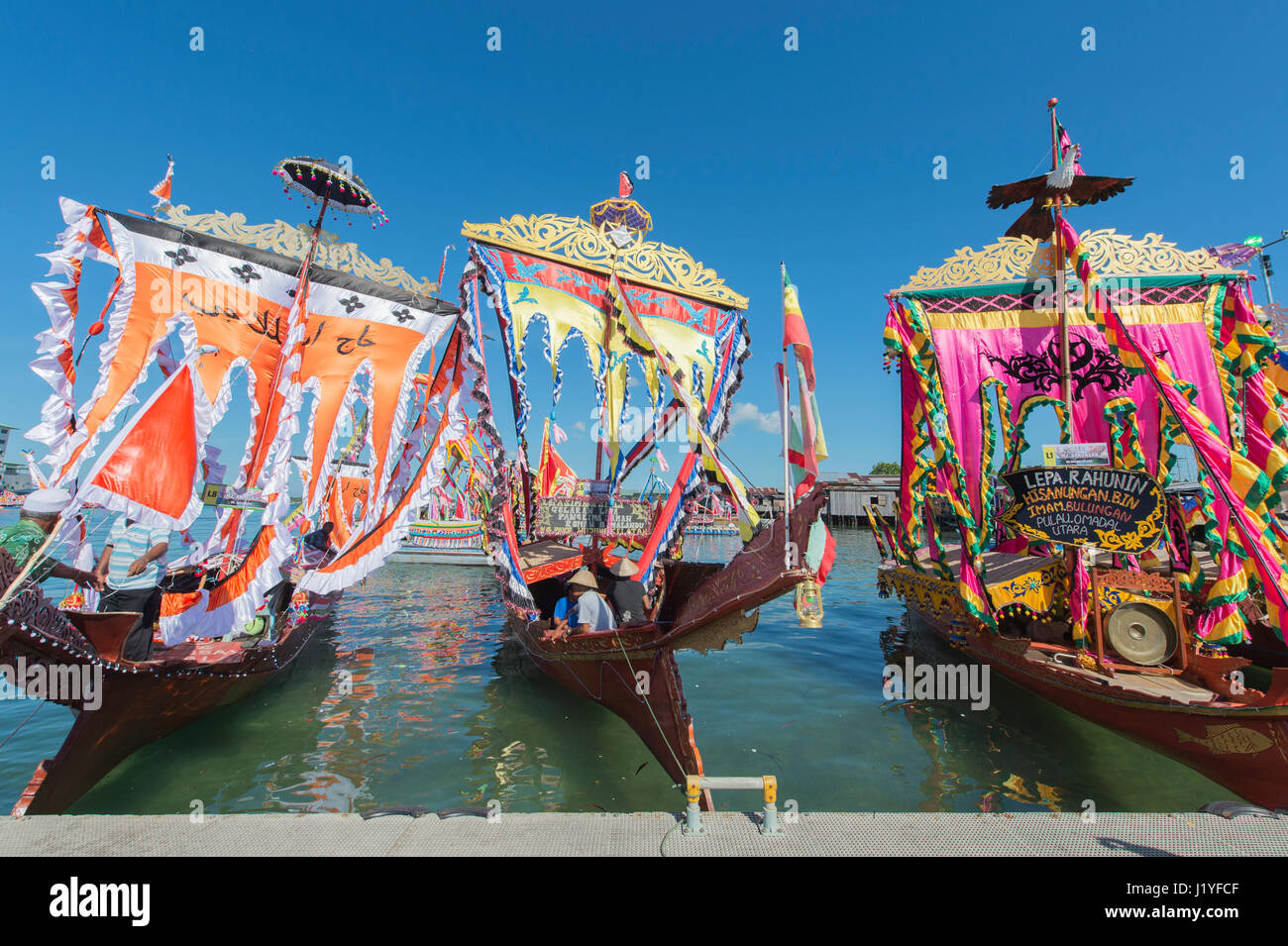 Traditional Bajau's boat called Lepa-Lepa decorated with colorfull ...