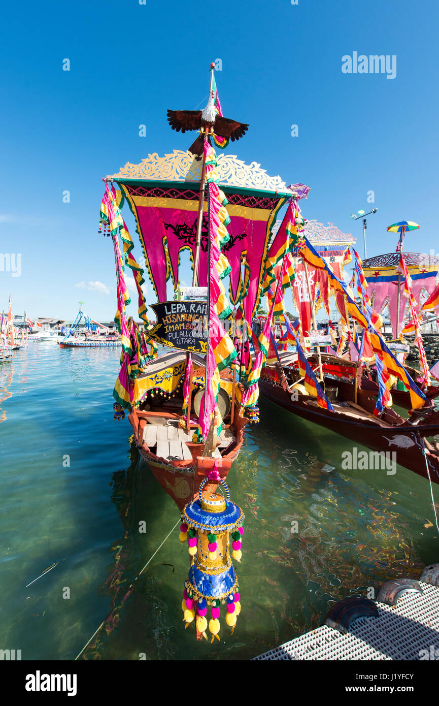 Traditional Bajau's boat called Lepa-Lepa decorated with colorfull ...
