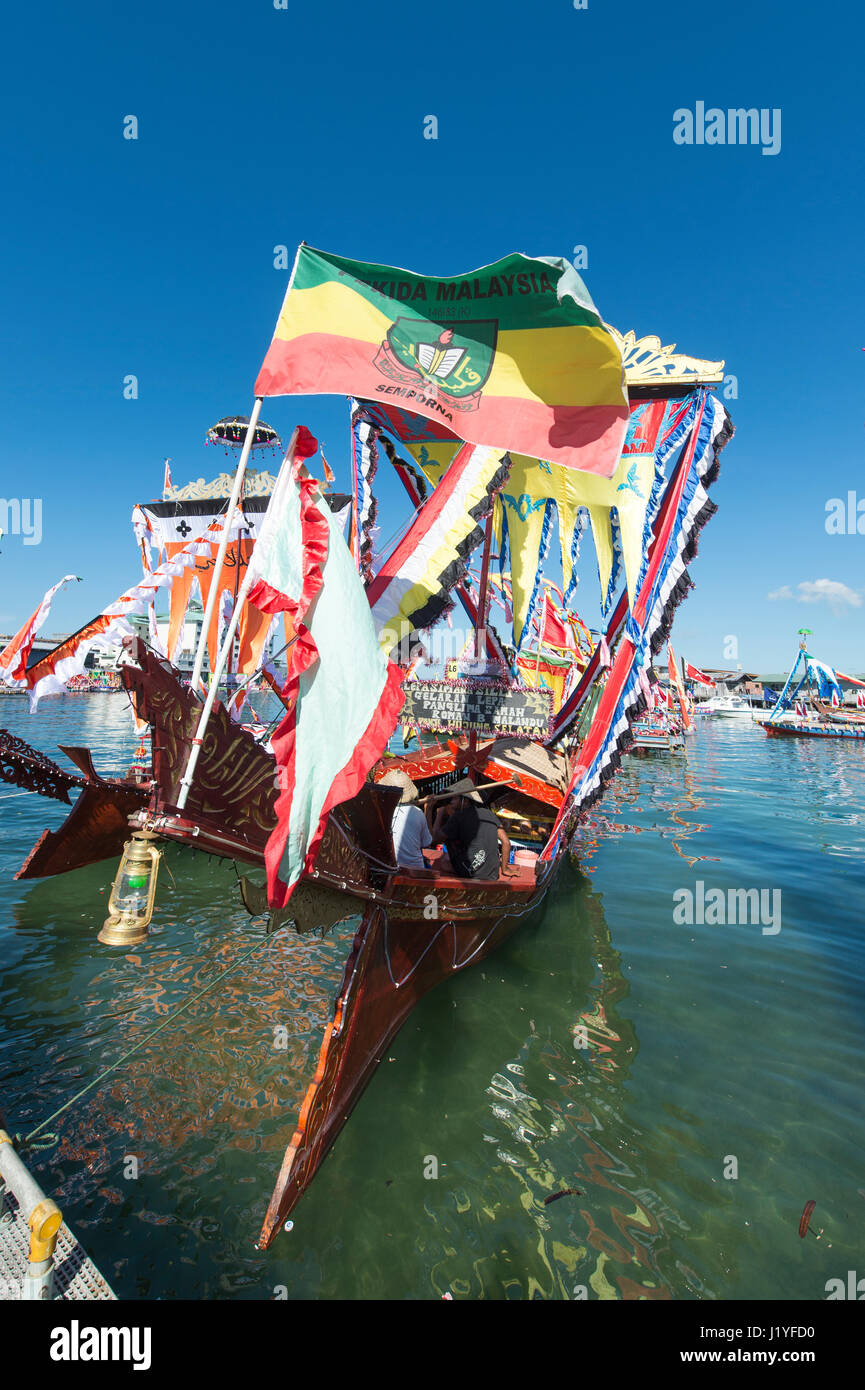 Traditional Bajau's boat called Lepa-Lepa decorated with colorfull ...