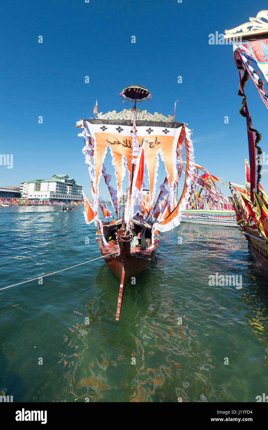 Traditional Bajau's boat called Lepa-Lepa decorated with colorfull ...