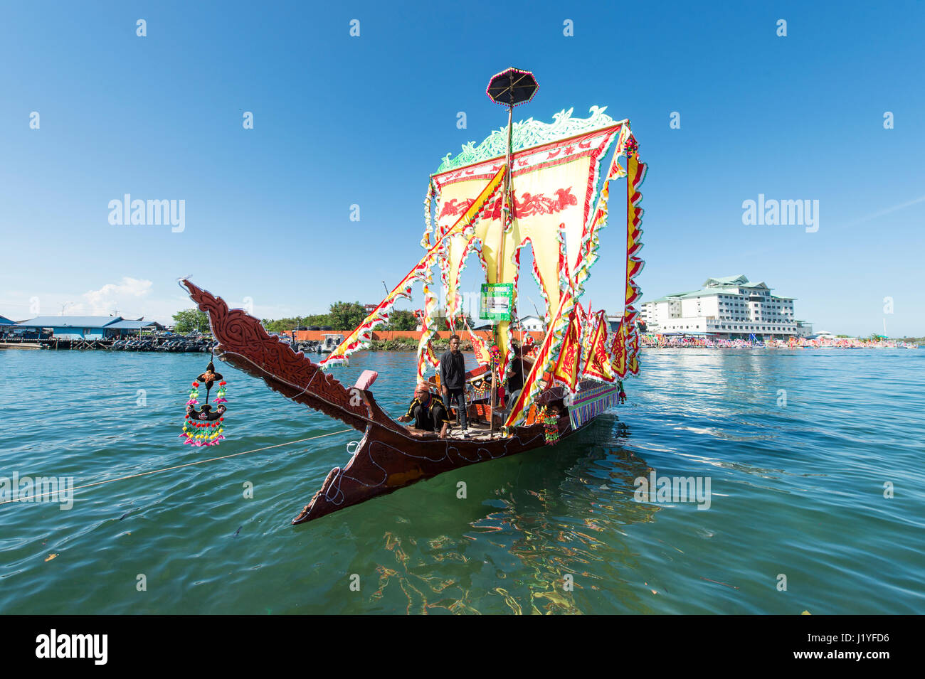 Traditional Bajau's boat called Lepa-Lepa decorated with colorfull ...