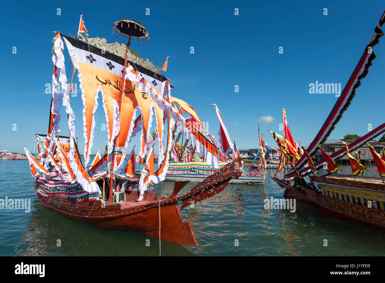 Traditional Bajau's boat called Lepa-Lepa decorated with colorfull ...