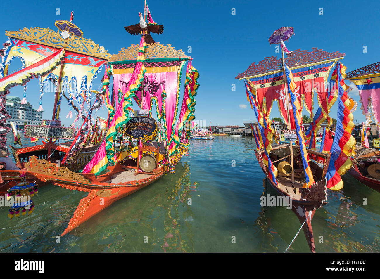 Traditional Bajau's boat called Lepa-Lepa decorated with colorfull ...