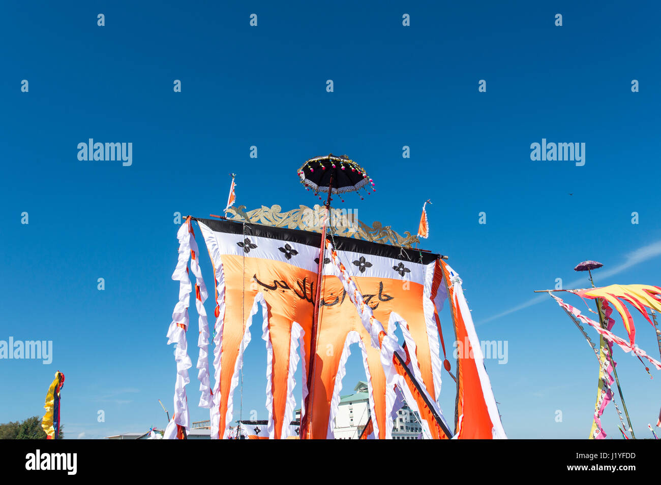 Traditional Bajau's boat called Lepa-Lepa decorated with colorfull ...