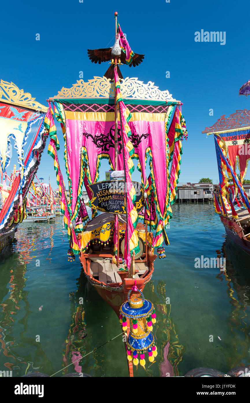 Traditional Bajau's boat called Lepa-Lepa decorated with colorfull ...